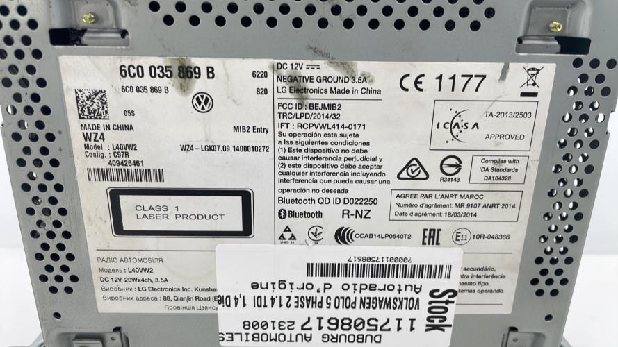 Autoradio d'origine VOLKSWAGEN POLO 5 PHASE 2 Diesel | Dubourg Automobiles